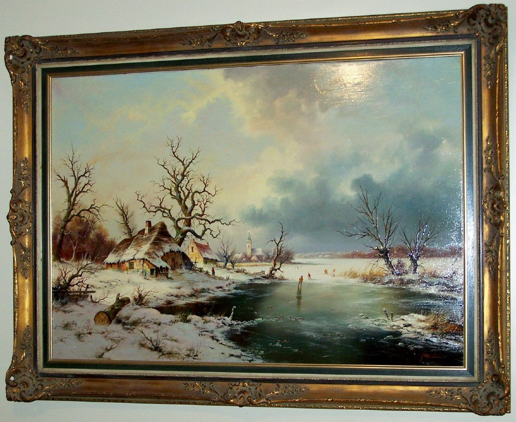 Dutch Winter Scene - Large Oil Painting | TENTH LEGION